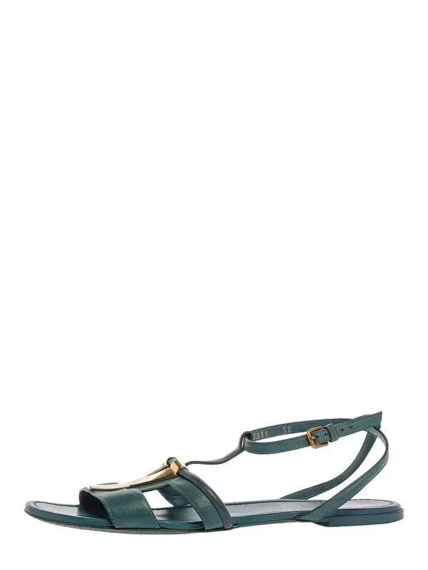 Saint Laurent Leather Ycon Sandals - Blue