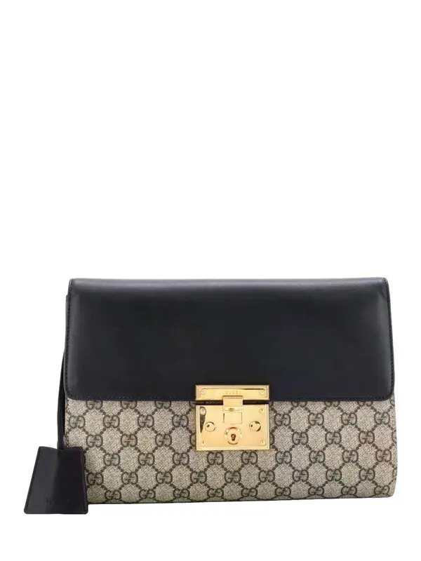 Gucci Padlock Gg Canvas And Leather Clutch Bag - Neutrals