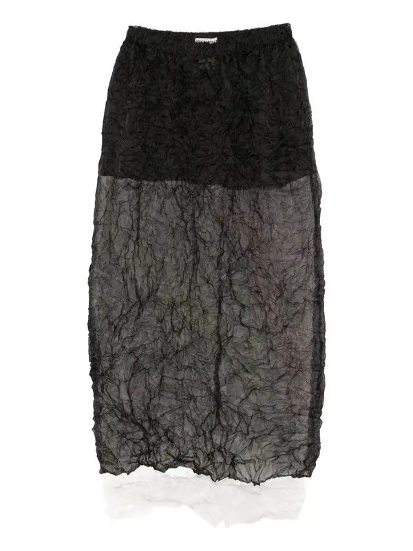 Issey Miyake 2010s Crease-effect Midi Skirt - Black
