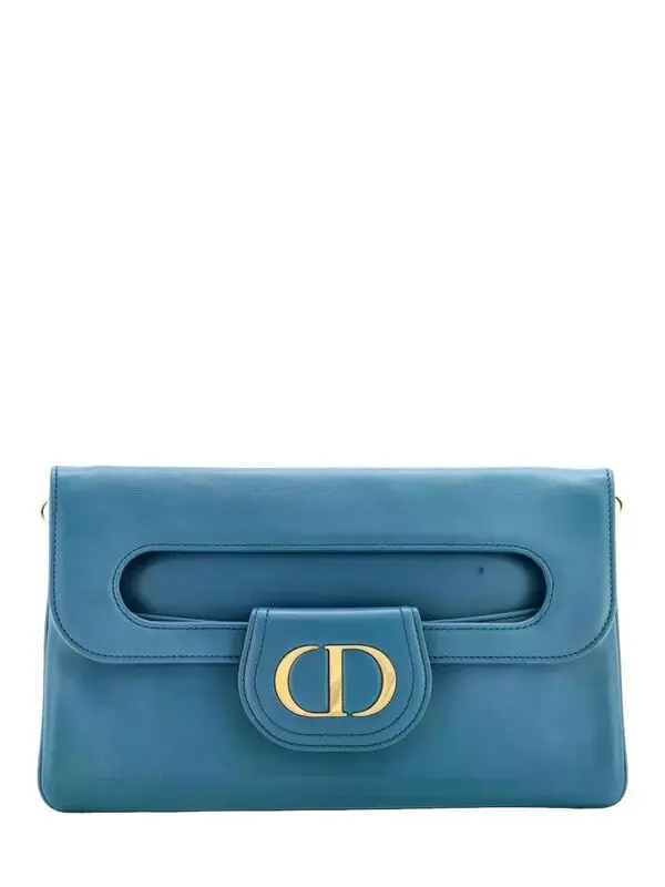 Dior Diordouble Chain Bag Leather Medium Shoulder Bag - Blue
