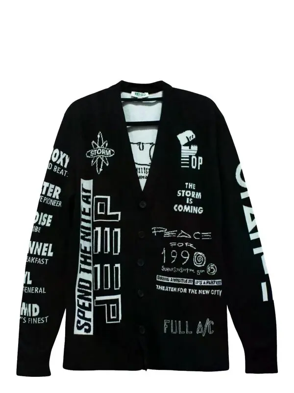 Kenzo Slogan-print Cardigan - Black
