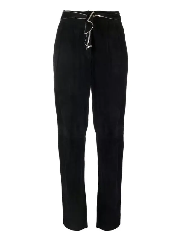 Versace 1970s Tie-waist Leather Trousers - Black