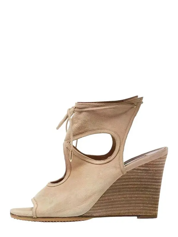AQUAZZURA Leather Wedge Sandals - Neutrals