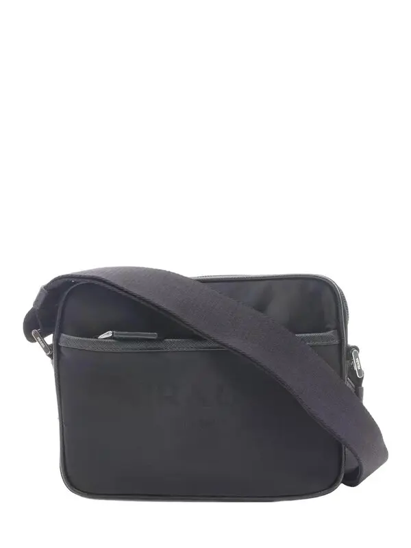 Prada 2010s Tessuto Saffiano Shoulder Bag - Black