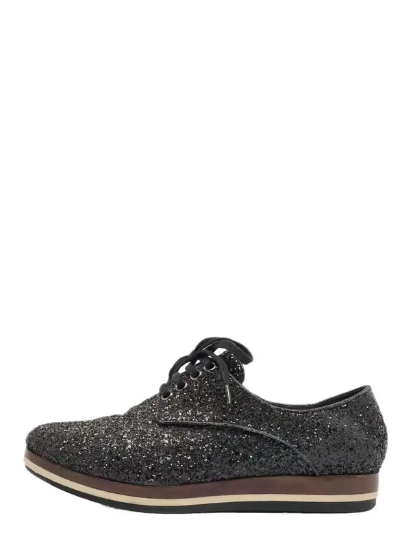 Miu Miu Glitter-embellished Lace-up Shoes - Black
