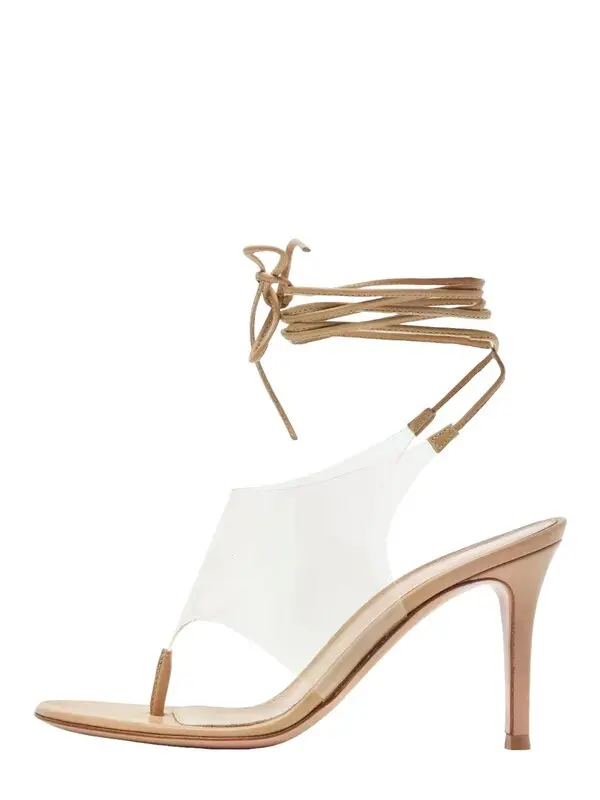 GIANVITO ROSSI 85mm Leather Lace-up Sandals - Neutrals