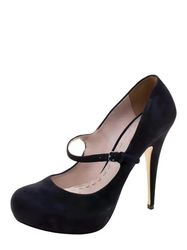 Miu Miu 135mm Mary Jane Suede Pumps - Black