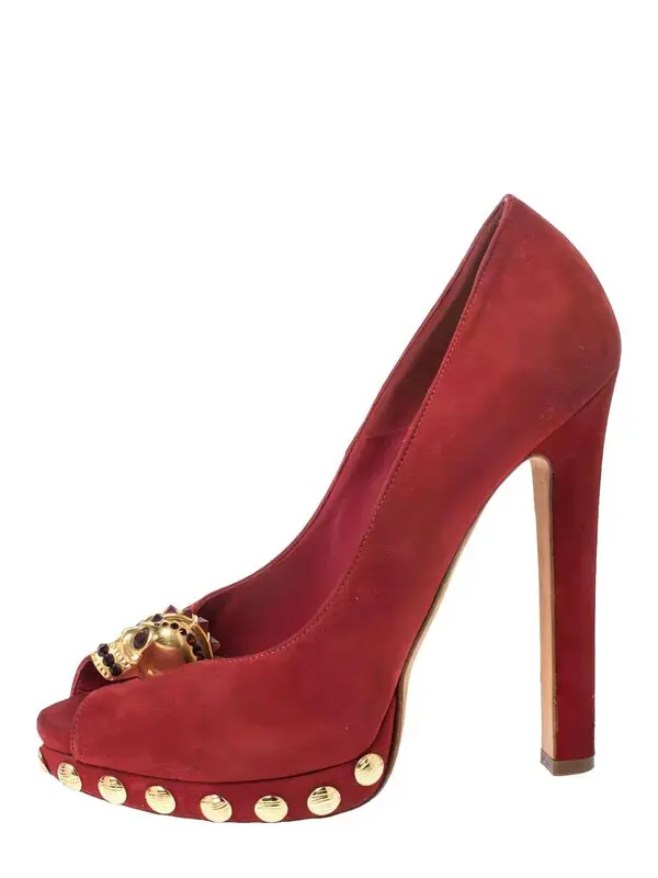 Alexander McQueen 135mm Skull Studded Pumps - Red