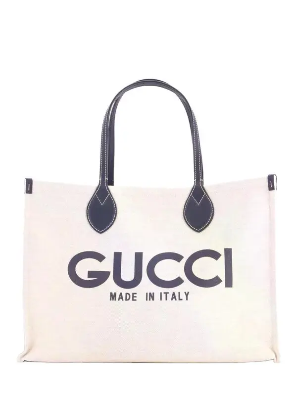 Gucci Logo Shopper Printed Canvas Medium Tote Bag - Neutrals