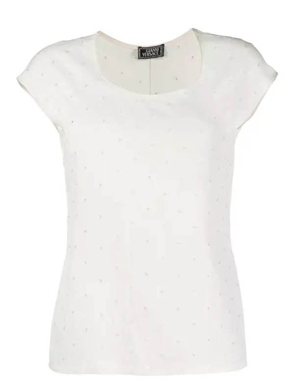 Versace Broderie Anglaise Short-sleeved Blouse - Neutrals