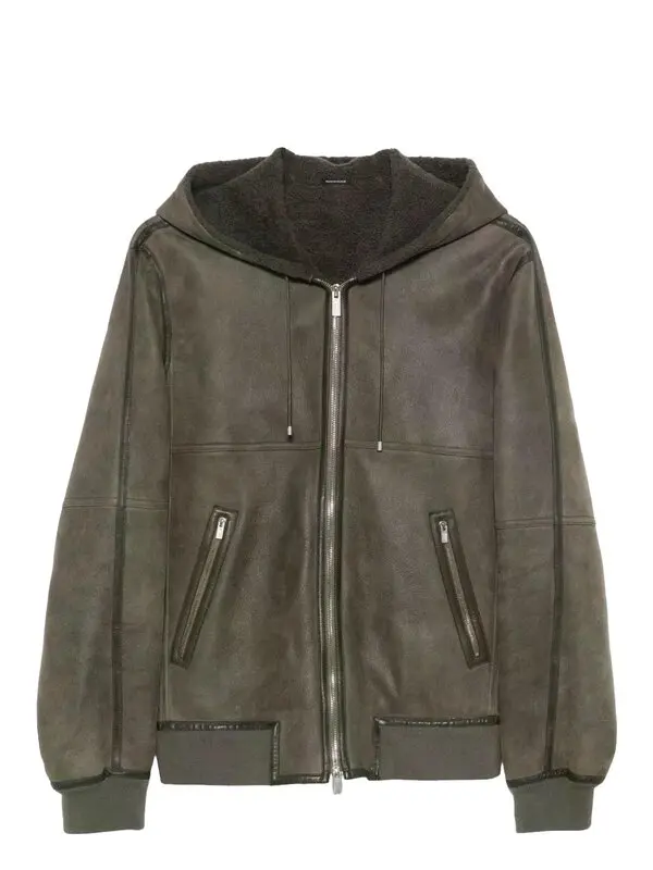 Hermès 2010s Hooded Leather Jacket - Grey