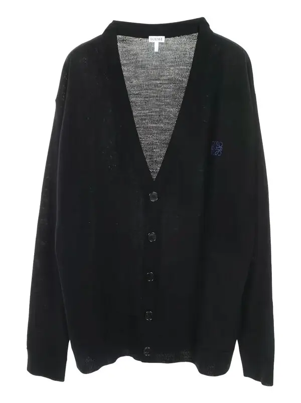 Loewe Anagram Embroidery Cardigan - Black