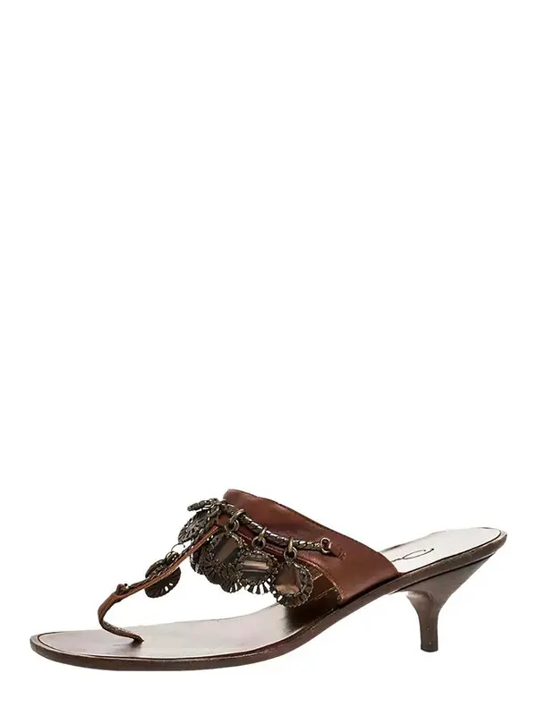 Oscar De La Renta Charm-detail Leather Sandals - Brown