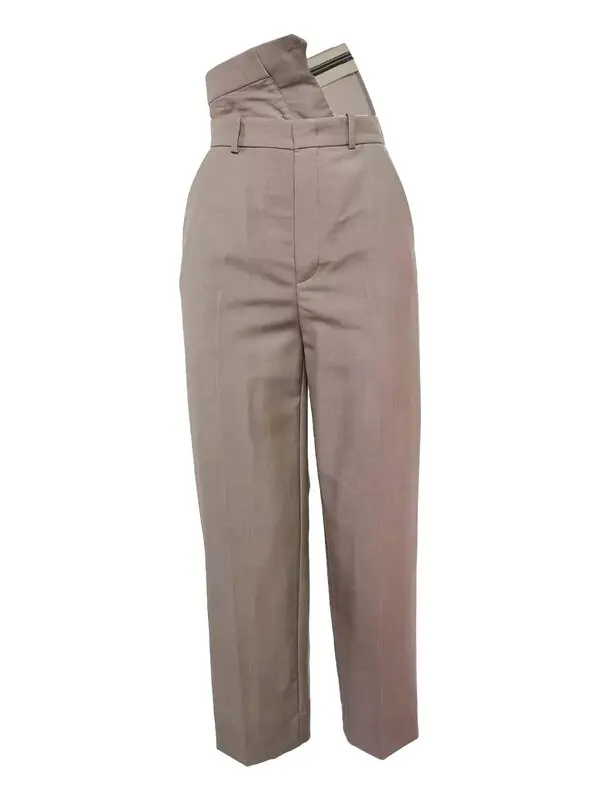 Fendi Folded-waist Tapered Trousers - Neutrals