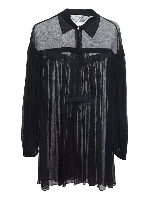 Sportmax Pleated Cotton Blouse - Black