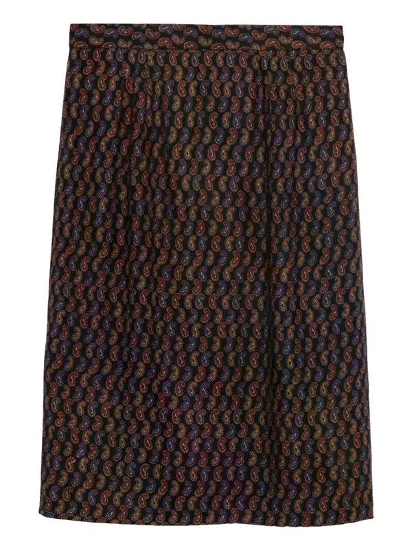 FERRAGAMO 1980s Cornucopia-print Midi Skirt - Black