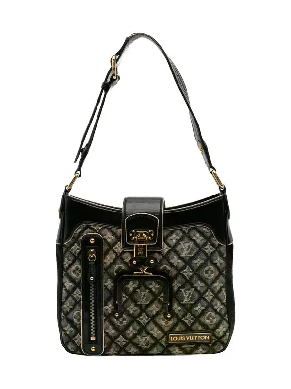 LOUIS VUITTON 2006 Quilted Monogram Denim Musette Shoulder Bag - Black