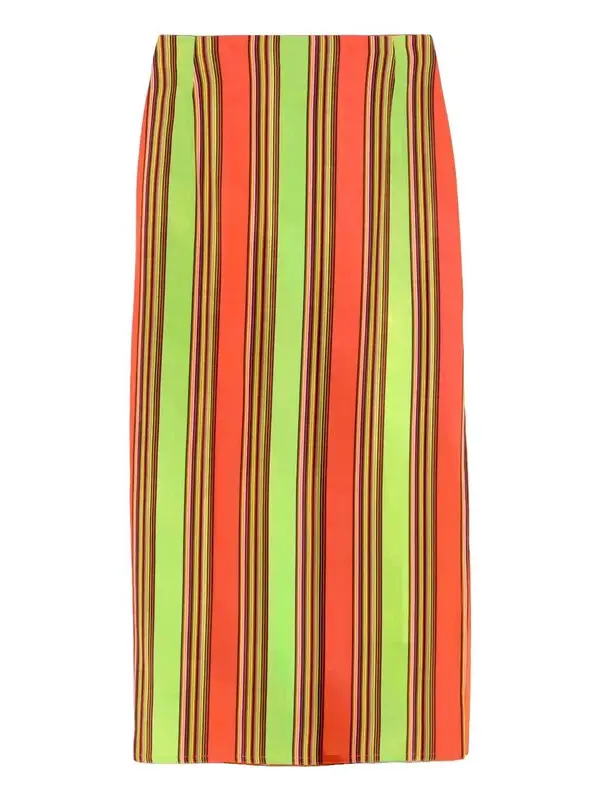 Versace 2000s Striped Midi Skirt - Green