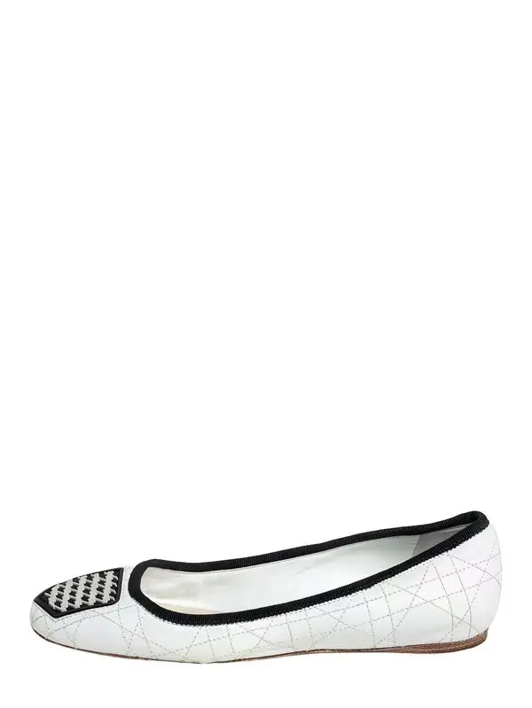 Dior Cannage-stitch Leather Ballet Flats - White