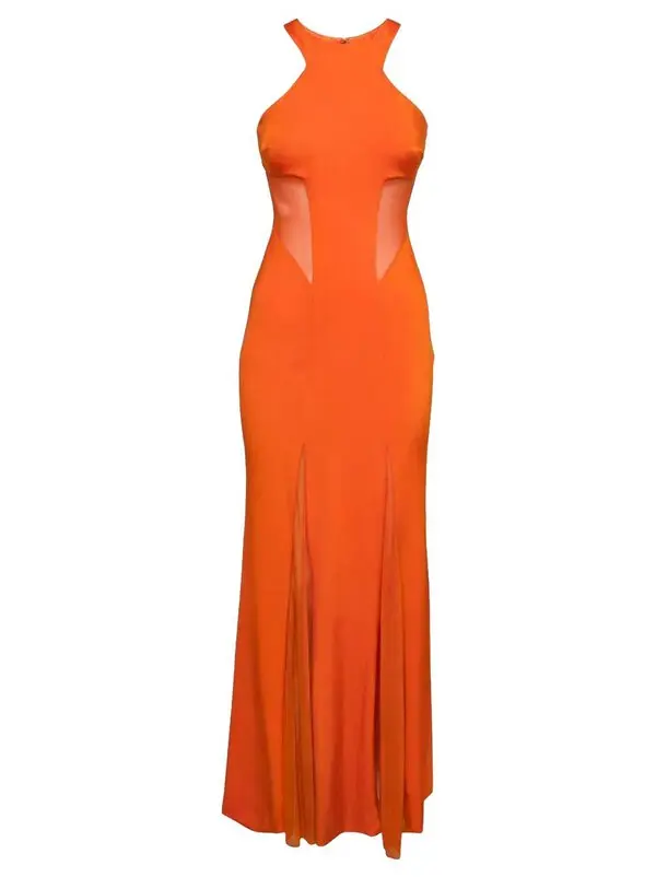 Cushnie Mesh Panel Maxi Dress - Orange