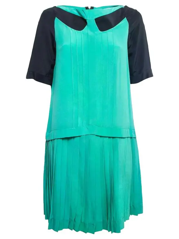 Victoria Beckham Pleated Silk Dress - Green