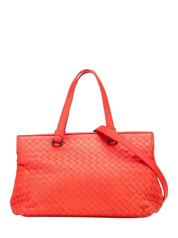 Bottega Veneta Nappa Intrecciato Satchel - Red
