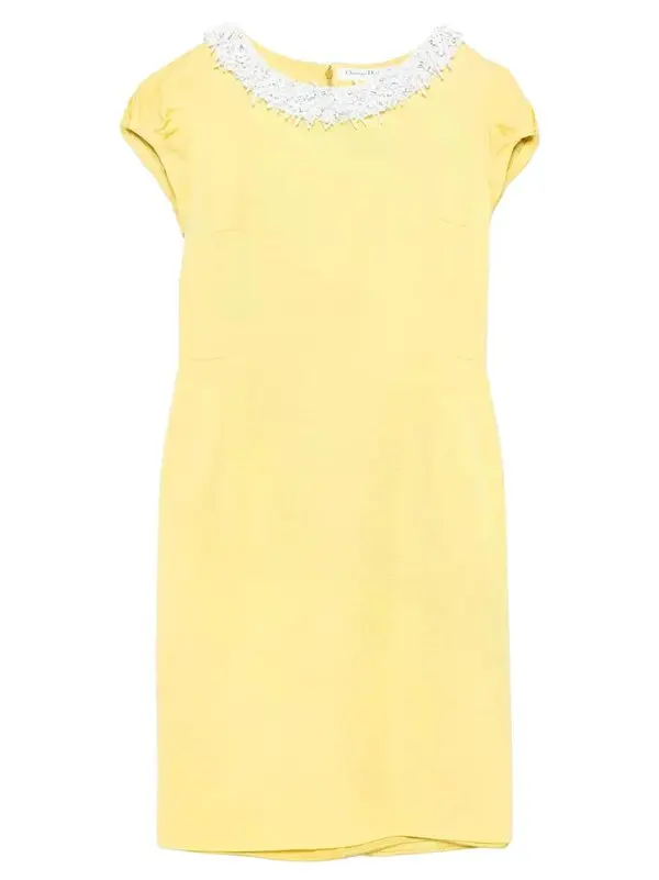 Dior 2009 Bead-embellished Midi Dress - Yellow