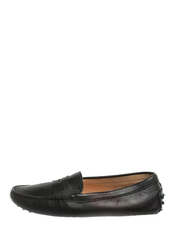 TOD'S Leather Penny Keeper Loafers - Black