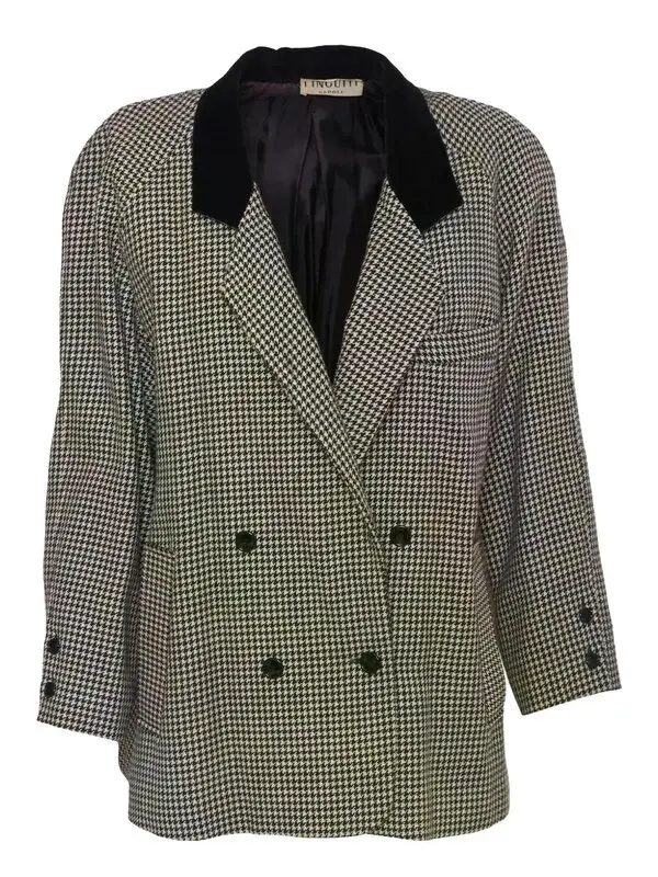 Vintage Houndstooth Wool Blazer - Black