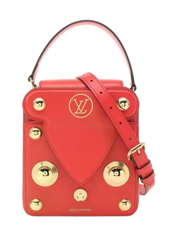 LOUIS VUITTON S Lock Leather Satchel Bag - Red