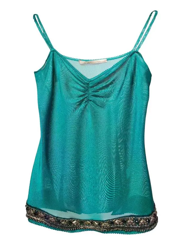 Roberto Cavalli Embellished Knit Tank Top - Blue