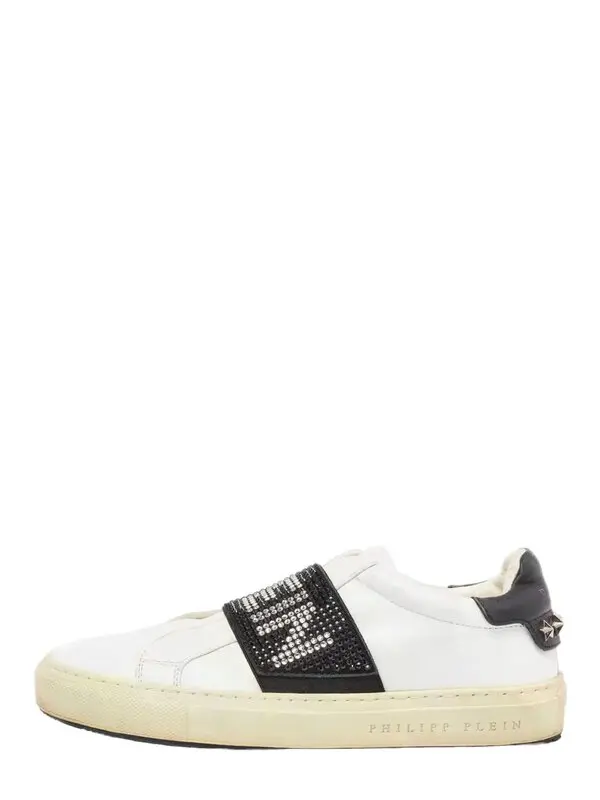 Philipp Plein Crystal-embellished Leather Sneakers - White