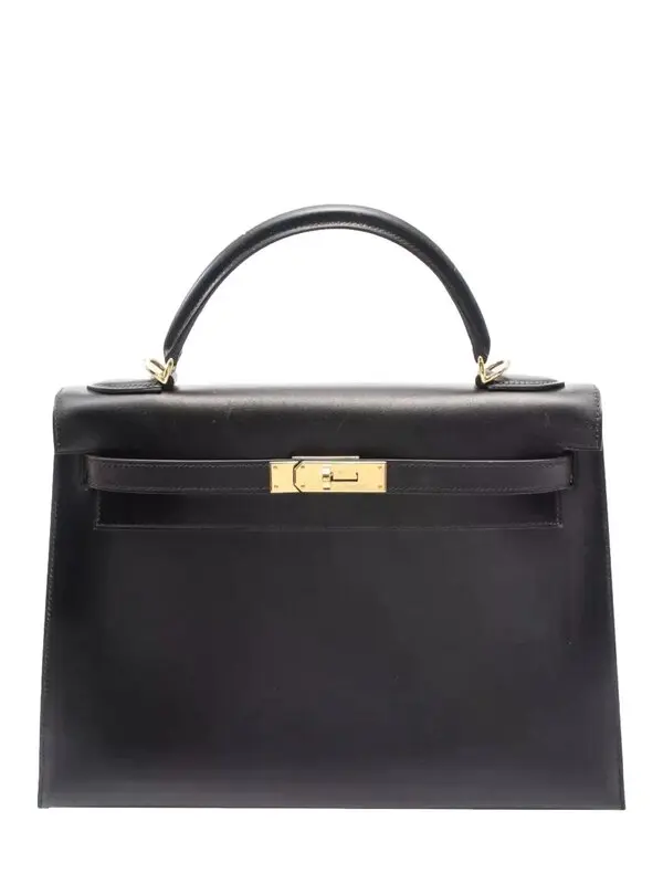 Hermès 2002 Box Calf Kelly Ii Sellier 32 Satchel - Black