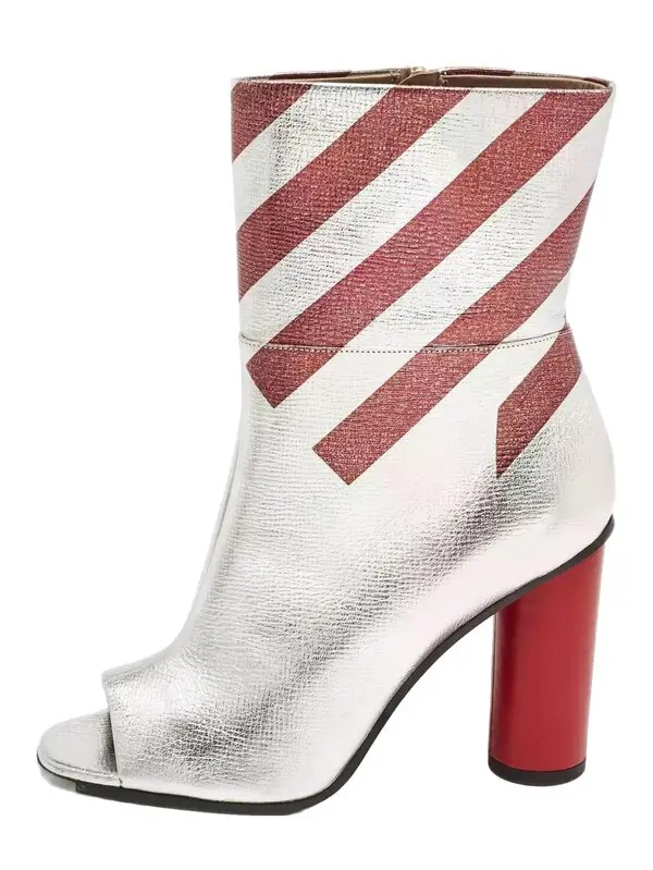 ANYA HINDMARCH 105mm Peep-toe Ankle Boots - Silver