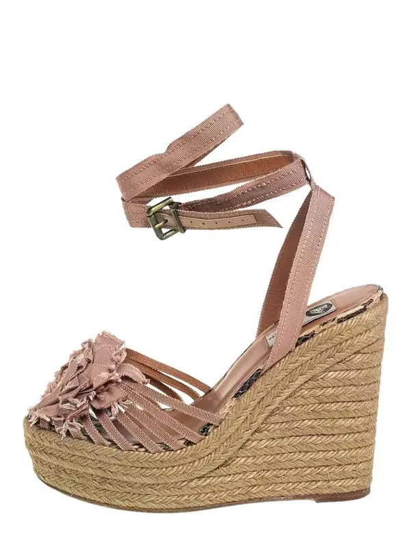 LANVIN 130mm Floral-motif Wedge-heel Espadrilles - Brown