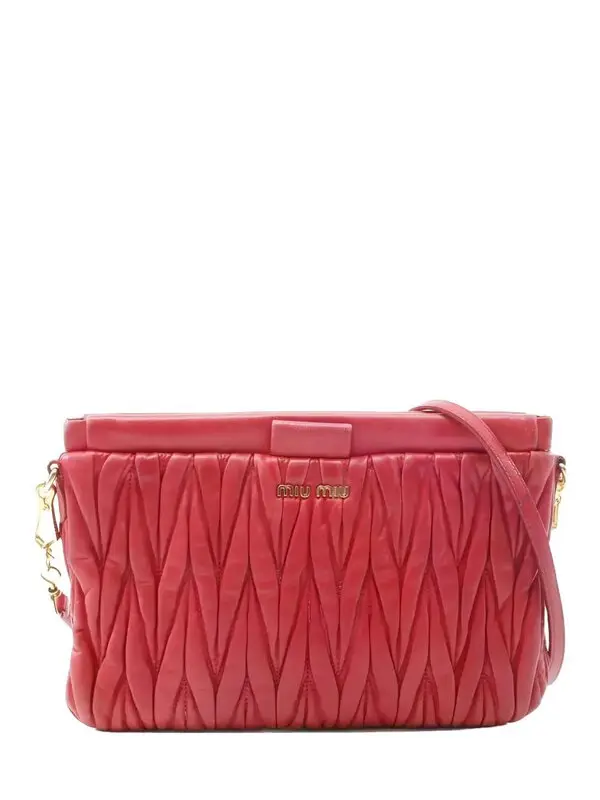 Miu Miu 2000s Matelassé-effect Leather Shoulder Bag - Red