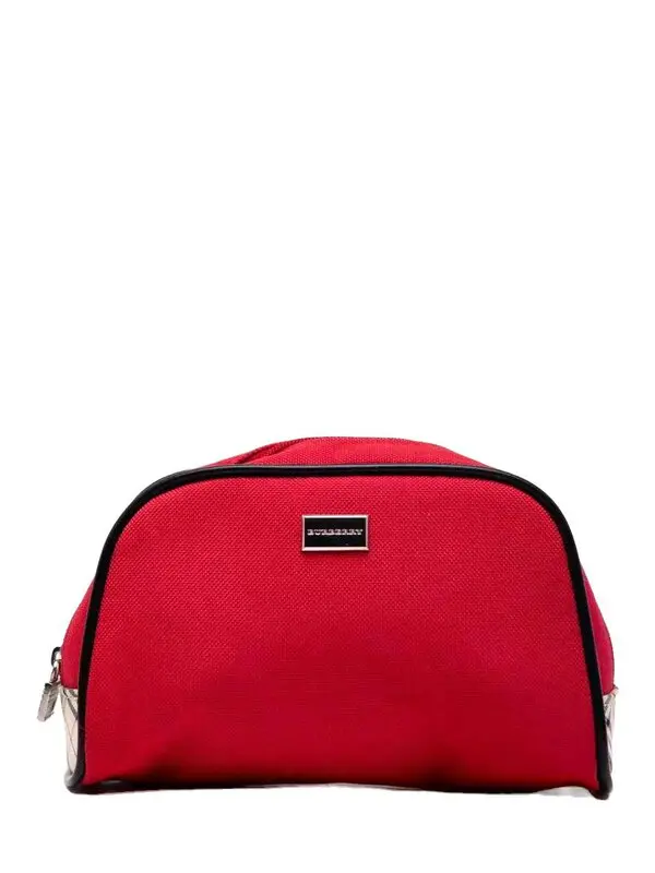 Burberry Nova Check Trimmed Canvas Pouch - Red
