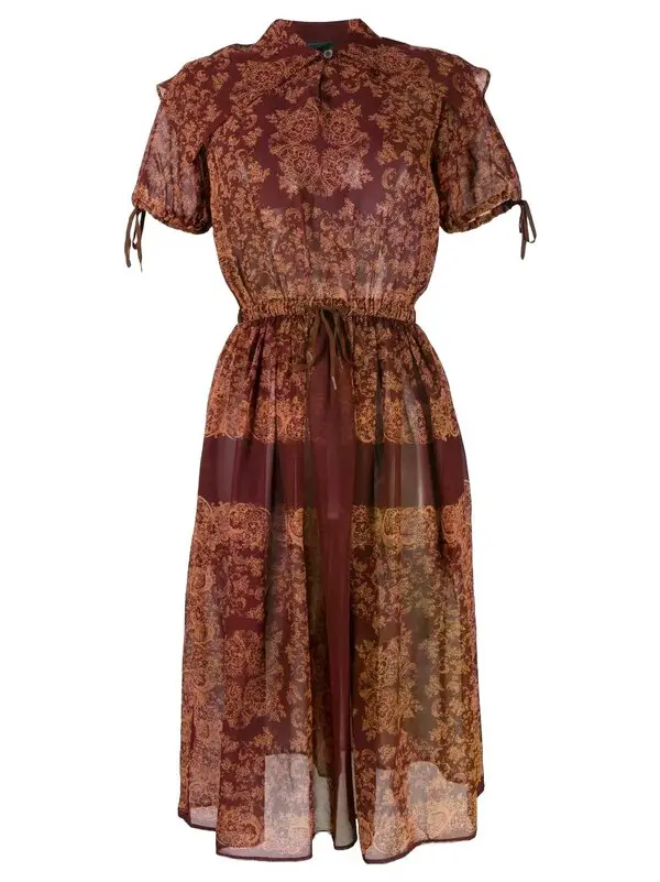 Jean Paul Gaultier 1980s Abstract-print Midi Dress - Brown