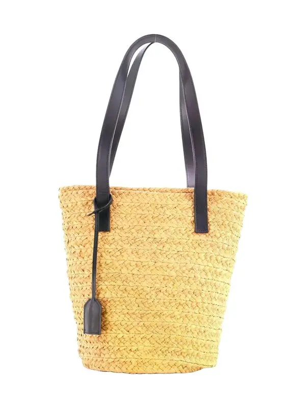 Saint Laurent Panier Basket Shopper Raffia Small Tote Bag - Neutrals