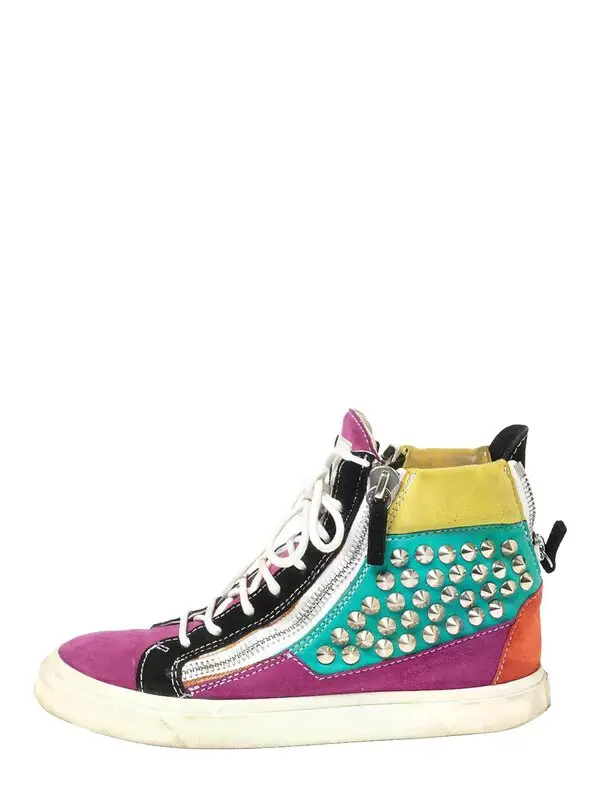 GIUSEPPE ZANOTTI Spike-studded High-top Sneakers - Pink