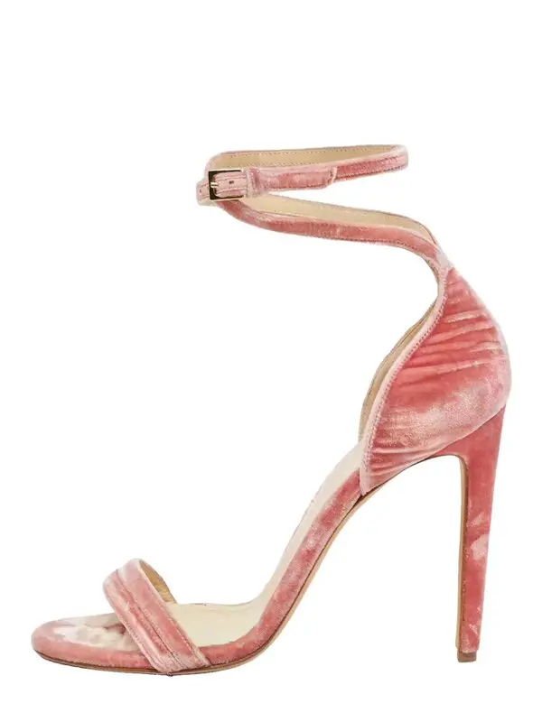 Chloé 130mm Velvet Ankle-strap Sandals - Pink