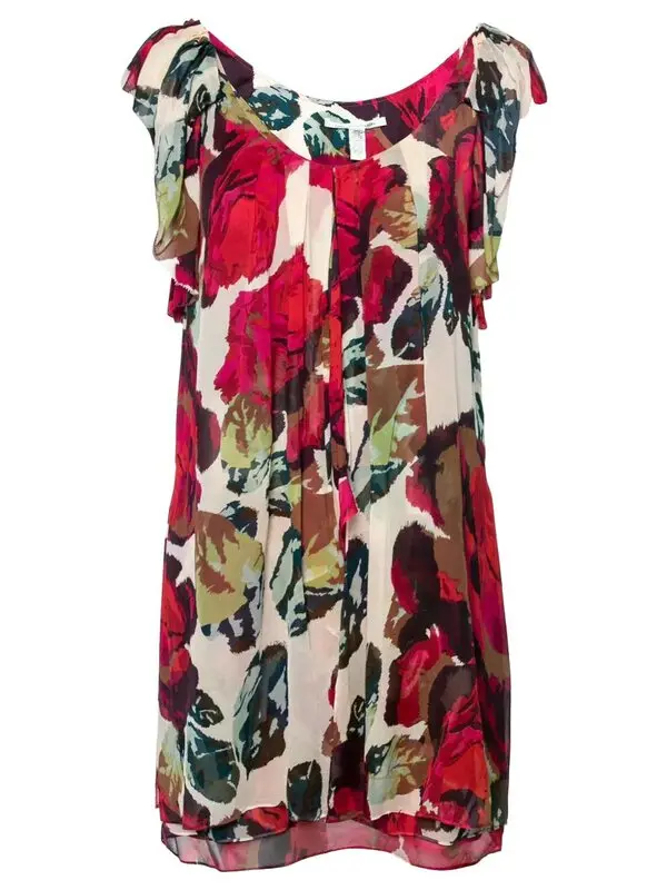 Diane Von Furstenberg Elenka Rose-print Pleated Dress - Red
