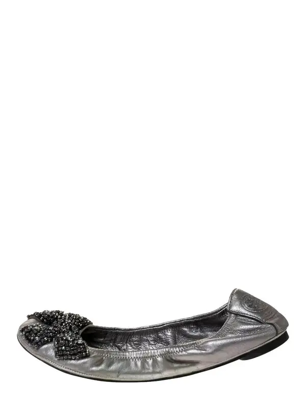 Tory Burch Beaded-bow Ballet Flats - Grey