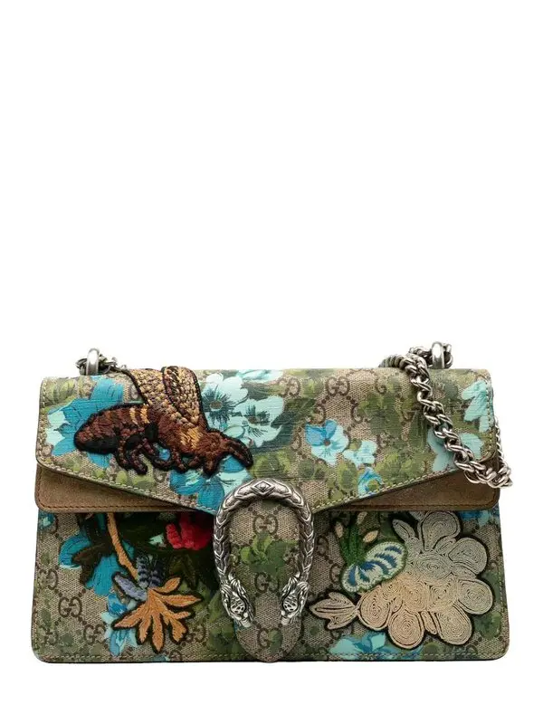 Gucci Gg Supreme Blooms And Bee Dionysus Shoulder Bag - Brown