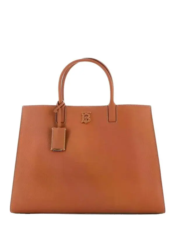Burberry Frances Leather Medium Tote Bag - Brown