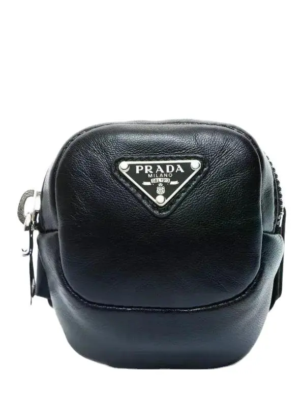Prada Mini Logo-plaque Pouch - Black