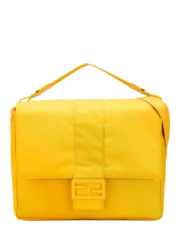 Fendi Large Econyl Nylon Baguette Satchel - Yellow