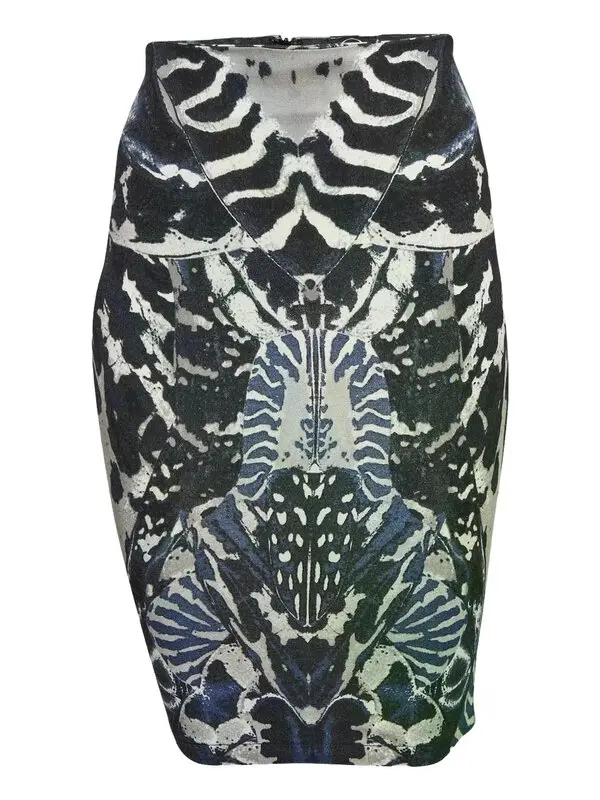 Alexander McQueen Abstract-print Skirt - Blue