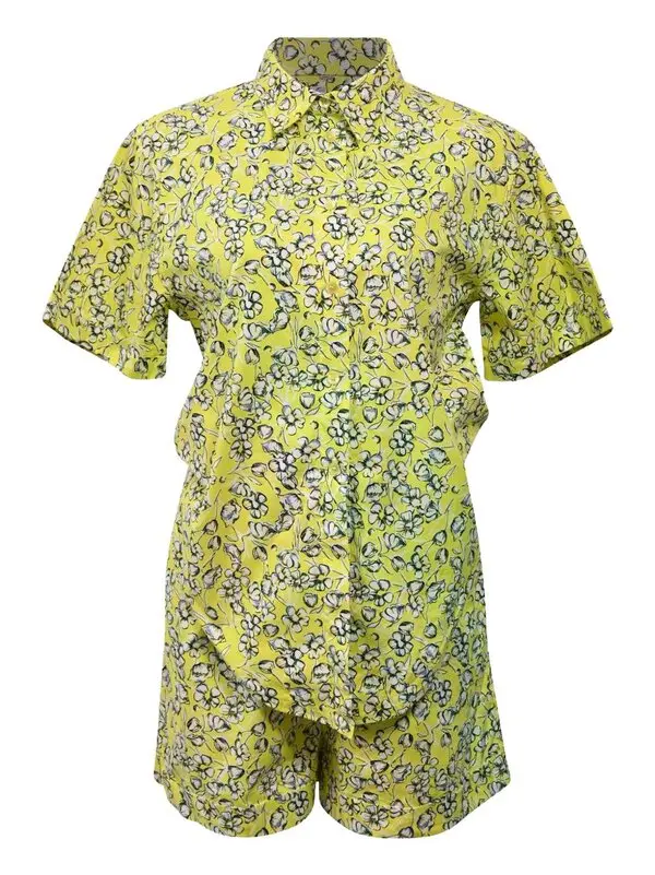 MAX&CO. Floral-printed Shirt And Shorts Set - Yellow