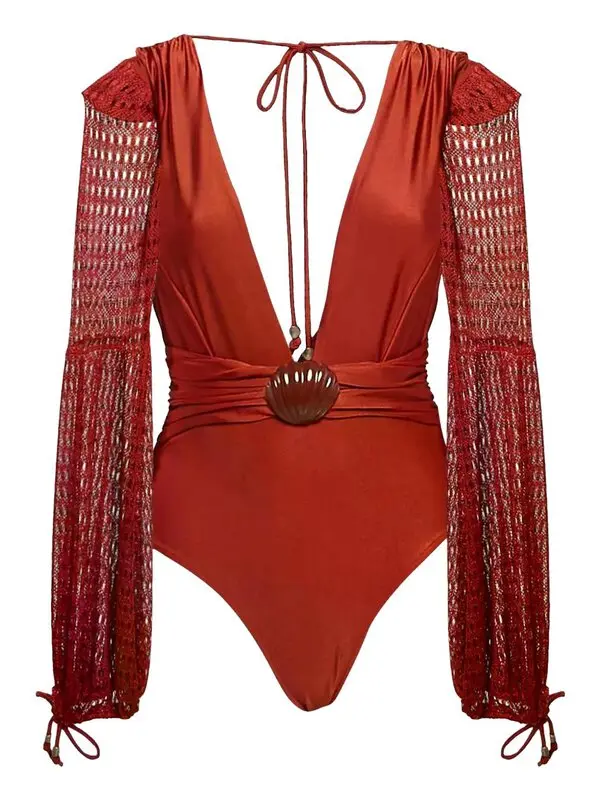 PatBO V-neck Bodysuit - Red